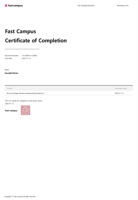 Certificate of Completion: Data Science | PPT