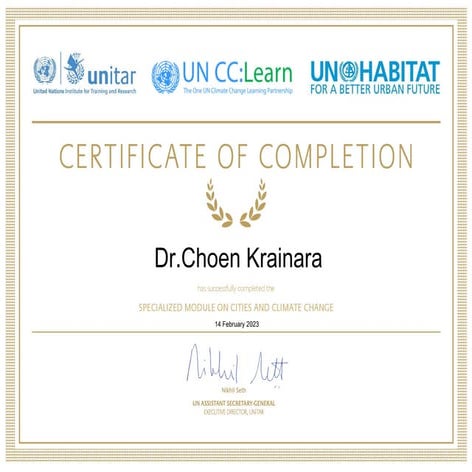 Certificate of Completion in an Introduction to Climate Change and Hu…