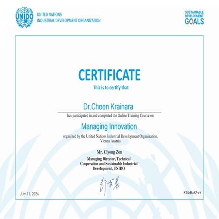 Certificate of Completion in Managing Innovation | PDF