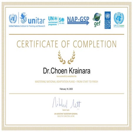 Certificate of Completion in Mastering National Adaptation Plans-From ...