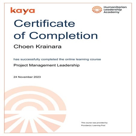 Certificate of Completion in Project Management Leadership | PDF