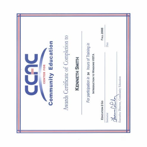 Certificateof Completion Introto Windows Vista | PDF
