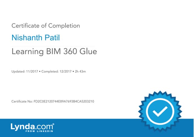 Certificate Of Completion Learning Bim 360 Glue Ppt