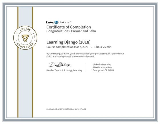 Certificate of completion python essential training 2 | PPT