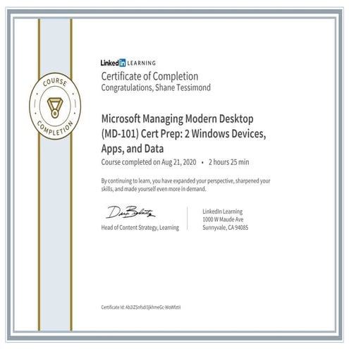 Certificate ofcompletion wordpress 5 essential training