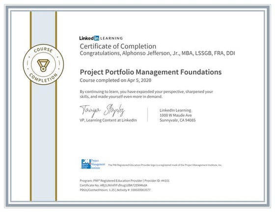 Certificate of completion: Lean Foundations - PMI | PPT