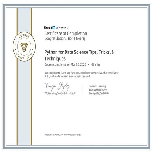 Certificate ofcompletion artificial intelligence foundations neural ...
