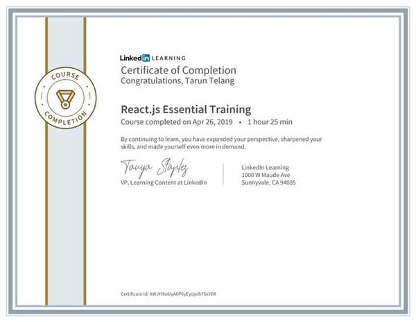 Certificate Of Completion For Ultimate Java Part 1 Fundamentals