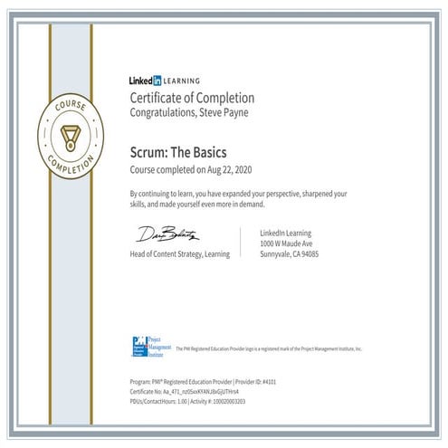 Certificate of completion javascript essential training