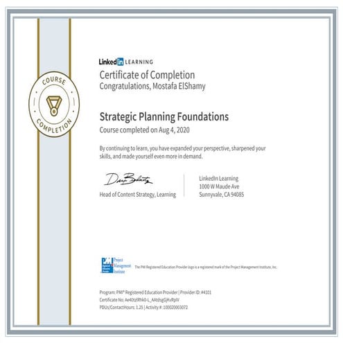 Certificate of completion strategic planning foundations | PDF