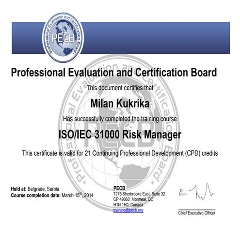 Certificate of course completion iso31000 rm_m_kukrika | PDF