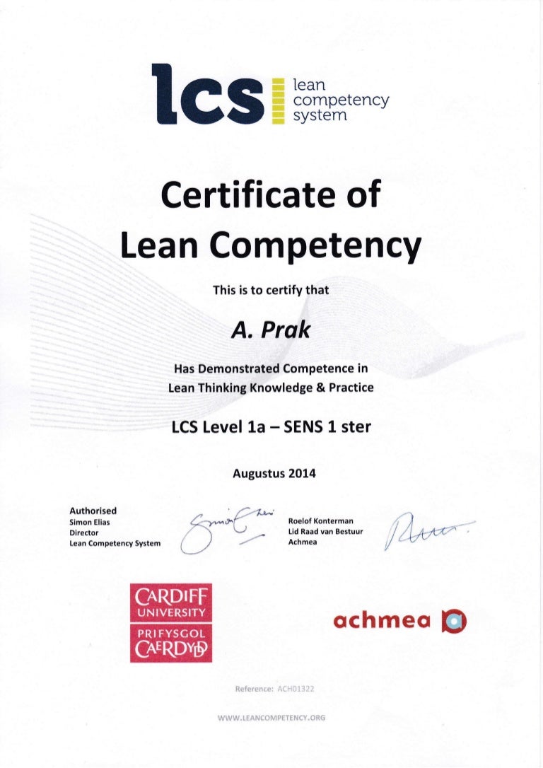 Lean Certificate Template