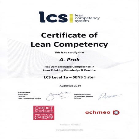 Certificate of lean competency | PDF