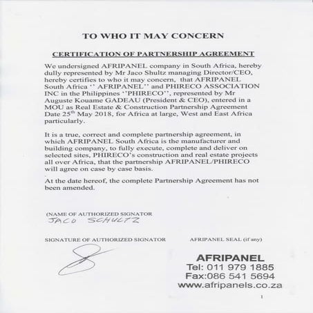 Certificate of partnership agreement | PDF