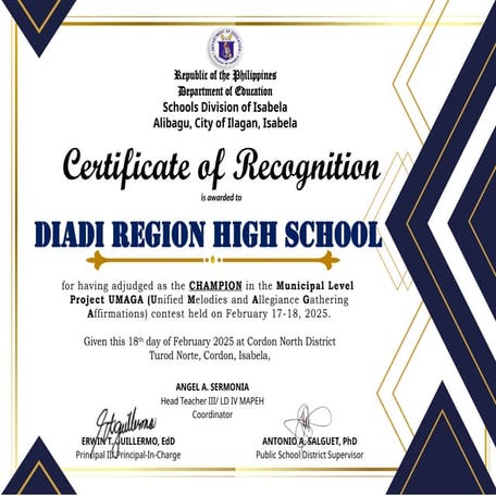 CERTIFICATE OF RECOGNITION - PROJECT UMAGA.pptx