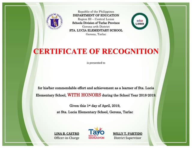 Certificate Of Recognition For Guest Of Honor And Speaker Template 1ddocx