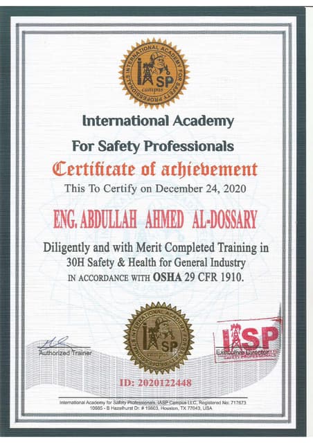 Certificate health and safety induction | PDF