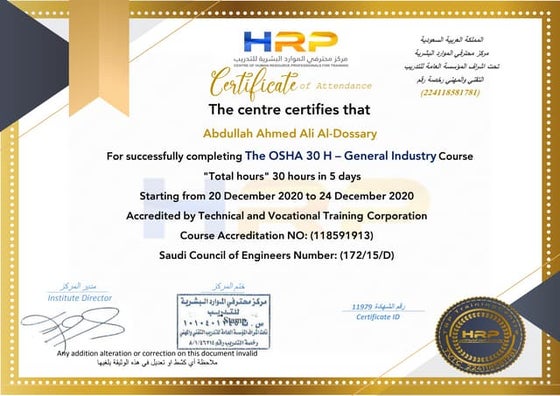 Certificate health and safety induction | PDF