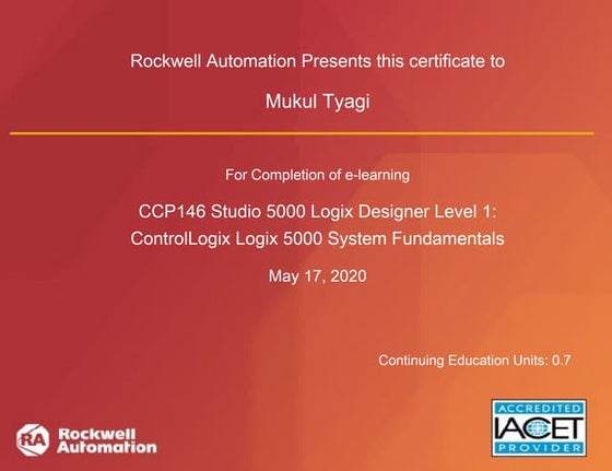 Course: CCP151 Studio 5000 Logix Designer Level 2: Basic Ladder Logic Programming | PPT