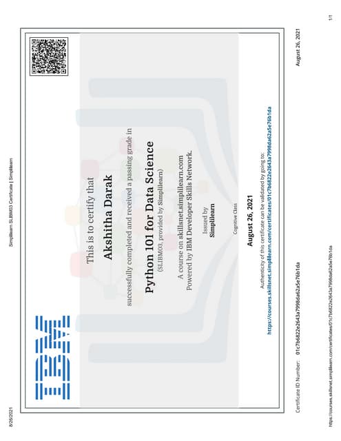 Certificate Python For Data Science By Ibm Pdf