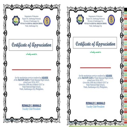CERTIFICATES FOR OFFICERS INANY CLUB ORGANIZED | PPT