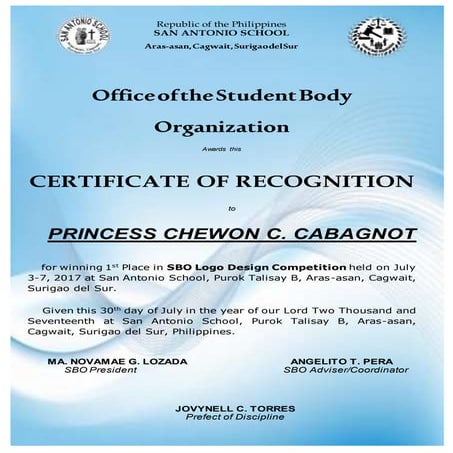 Certificates sbo | DOCX