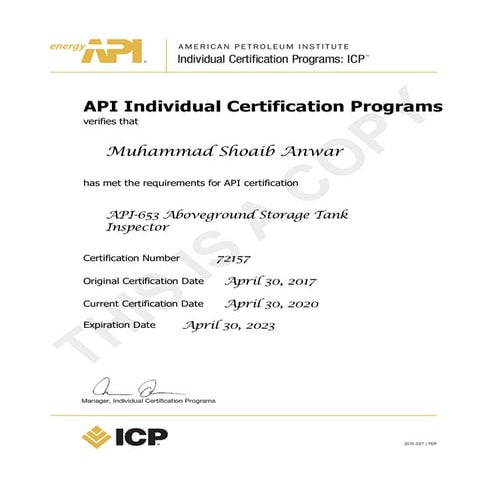 API 653 / QC / TPI Inspector | PDF