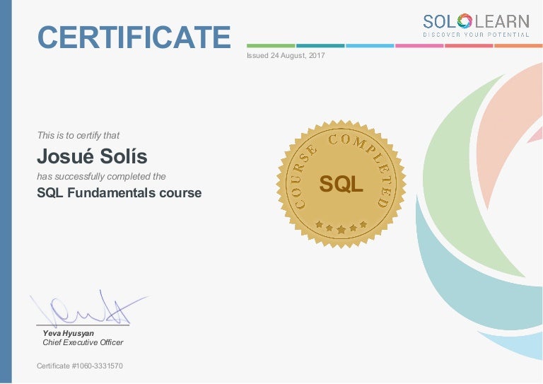 Certificate SQL Fundamentals Course