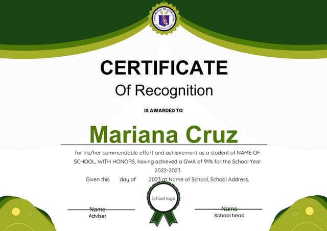 Sample editable certificate WITH HONORS 2023 - 2024.docx