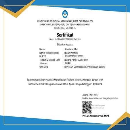 certificate Transisi PAk yang bisa digunakan | PDF