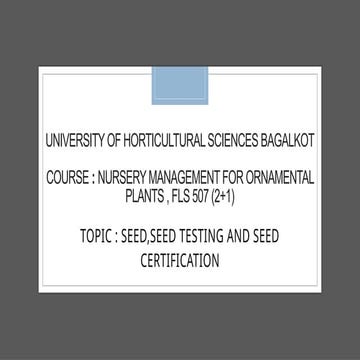 Indian Minimum seed certification standards: Field and Seed Standards ...