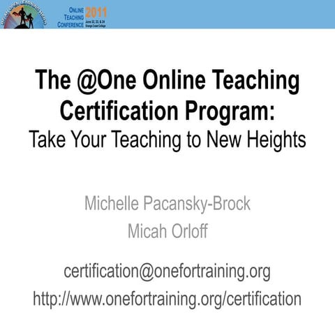 @One Online Teaching Certification Program | PPT