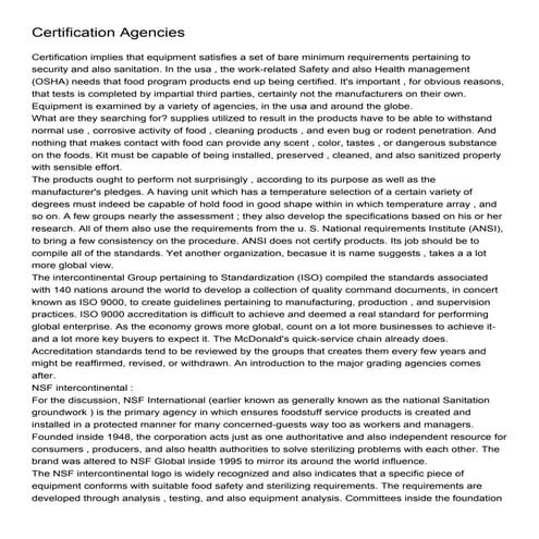 Certification Agencies | PDF