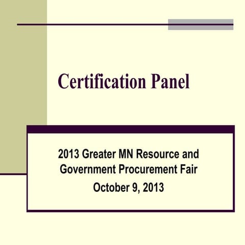 Certification panel various presenters 031009 | PDF