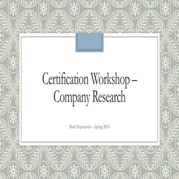 Certification workshop – company research | PPTX