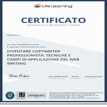 Certificato copywriting | PDF