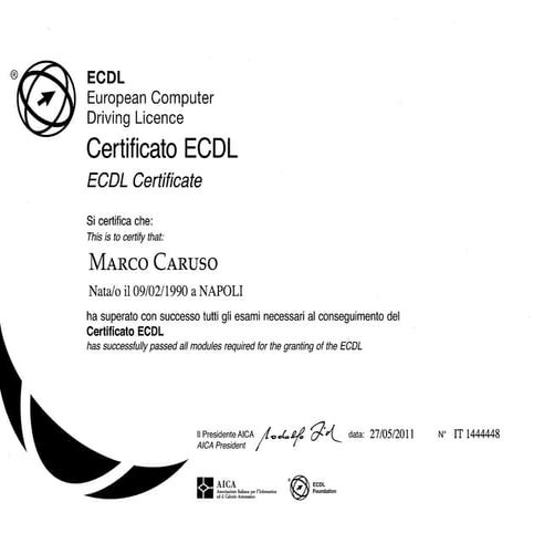 Certificato ecdl | PDF | Technology & Computing