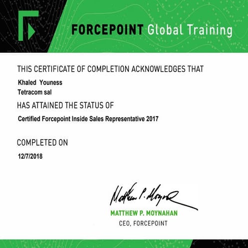 Certified forcepoint inside sales representative 2017 | PPT