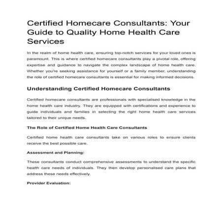 Certified Homecare Consultants_ Your Guide to Quality Home Health Care ...