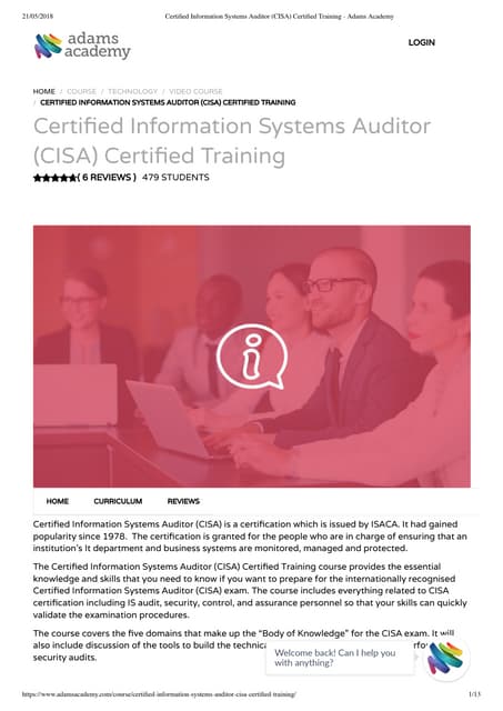 Certified Information System Auditor- CISA | PDF