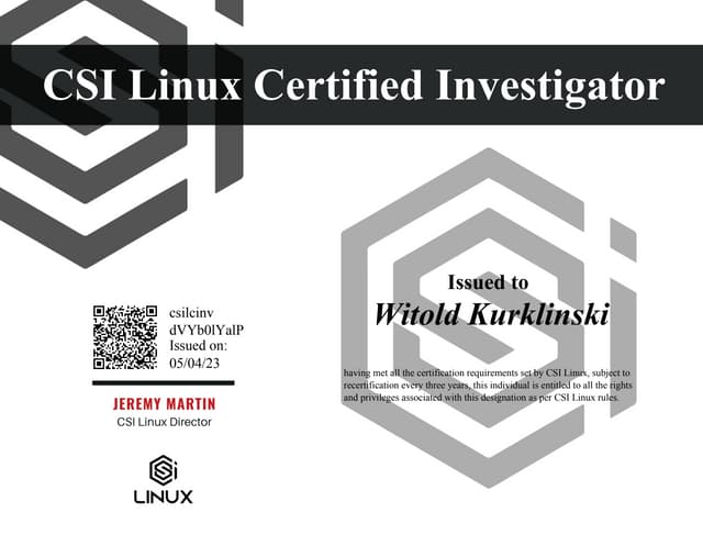 CSI Linux Certified Investigator | PPT CSI Linux Certified Investigator | PPT