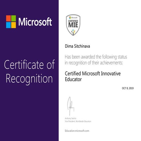 Certified microsoft innovative educator | PDF