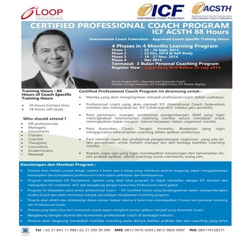 Certified professional coach program - ICF ACSTH 88 Hours batch 6 | PDF
