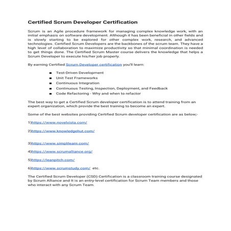 Scrum Developer Certification | PDF