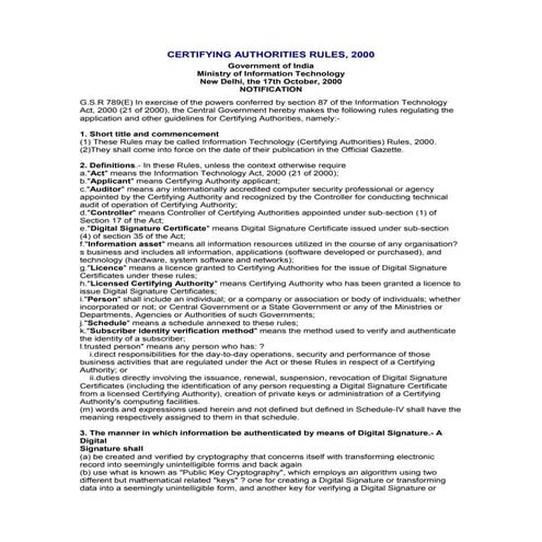 Certifying authorities rules 2000 | DOC