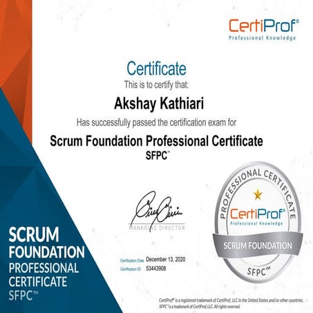 Certi prof scrum foundations professional certificate (sfpc) | PDF