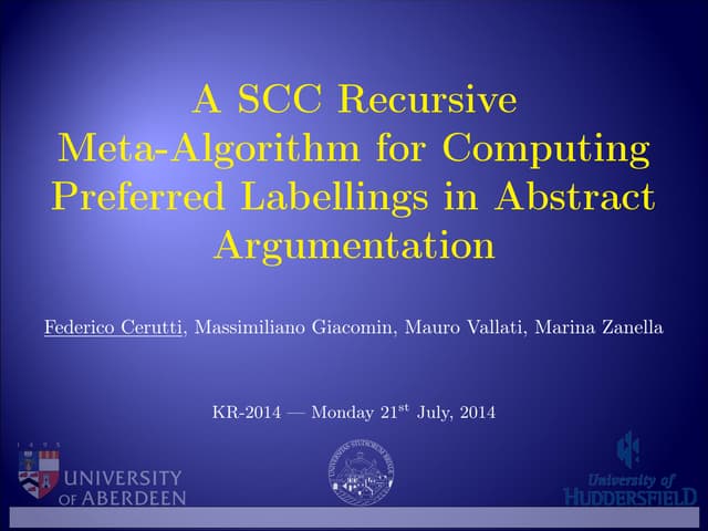 A Scc Recursive Meta Algorithm For Computing Preferred Labellings In Abstract Argumentation Ppt