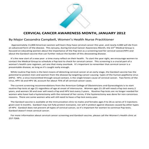 CERVICAL CANCER AWARENESS MONTH | DOCX