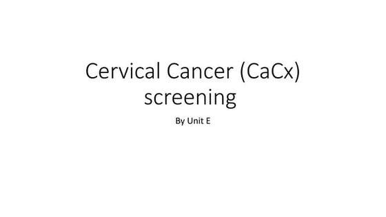 Screening of cervical cancer ppt for mbbs | PPT