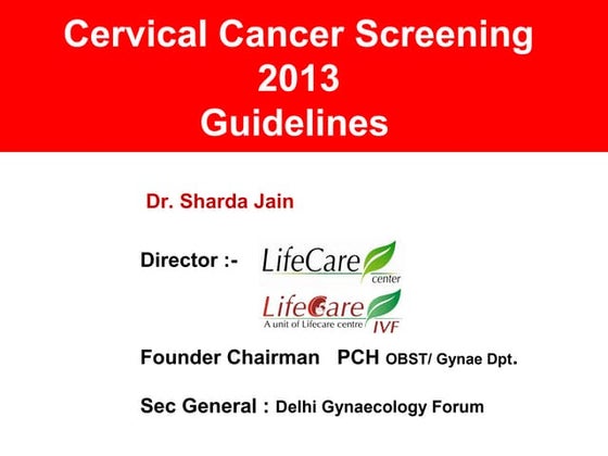 Current cervical cancer screening guidelines 2018 | PPTX